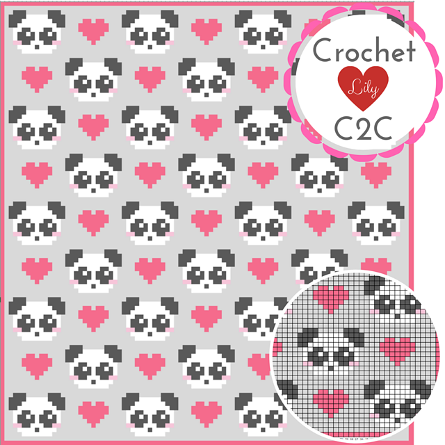 Ravelry: Panda Hearts C2C Blanket pattern by Liliya Pervushina
