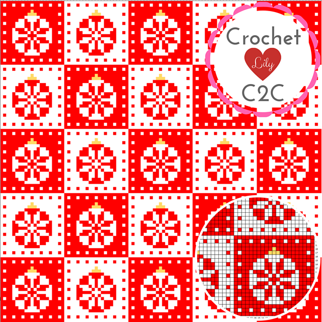 Ravelry: Red and white C2C blanket pattern by Liliya Pervushina