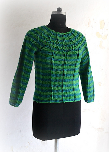 Ravelry: Cable yoke pullover pattern by TLH Patterns