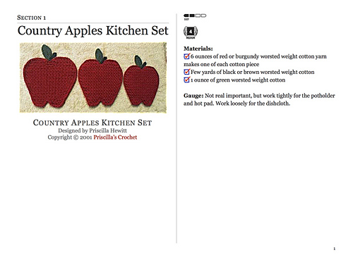 Ravelry: Country Apples Kitchen Set pattern by Priscilla Hewitt