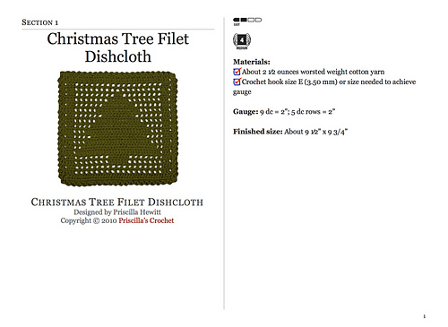 Ravelry: Filet Dishcloths pattern by Priscilla Hewitt