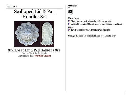 Ravelry: Scalloped Lid & Pan Handler Set pattern by Priscilla Hewitt