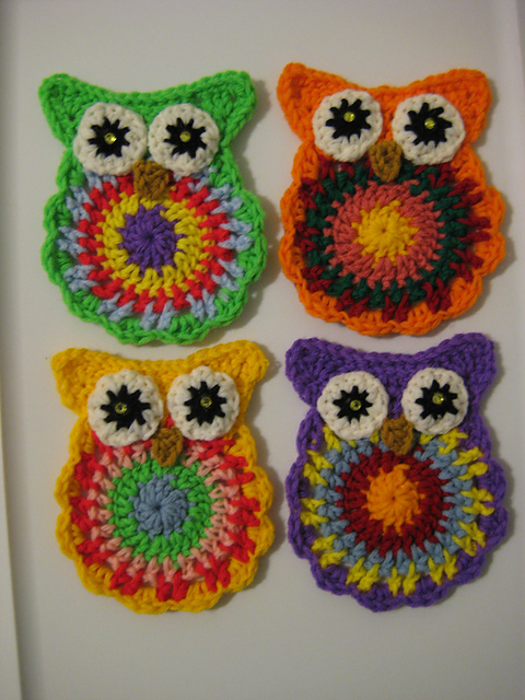 Ravelry: Owl Coaster / Owl appliqué pattern by Debbie Calvert