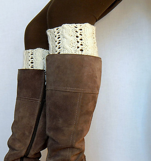 Ravelry: Lace and cables boot cuffs pattern by Agnieszka from PureKnitting