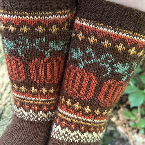 Ravelry: Autumn harvest Pumpkin patch sock set pattern by Renarde Endormie