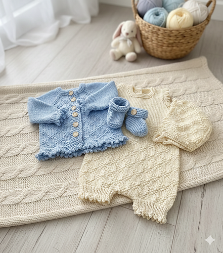 Ravelry: "Foxglove" 4 piece set pattern by Caroline Richards