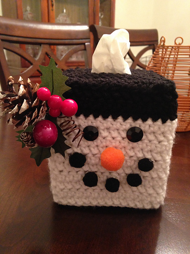 Ravelry: Snowman Tissue Box Cover pattern by Rilla Edwards
