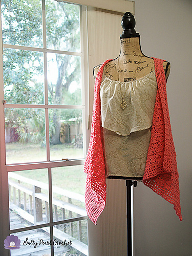 Ravelry: Clamshell Lace Waterfall Vest pattern by Katie Clary