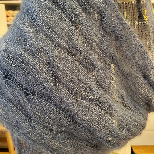 Ravelry: Fluffy Lace Cable Shawl pattern by Sandra McButton