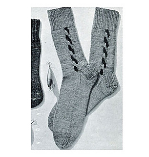 Ravelry: Two-Tone Cable Clock Socks #391 pattern by Hilde Fuchs