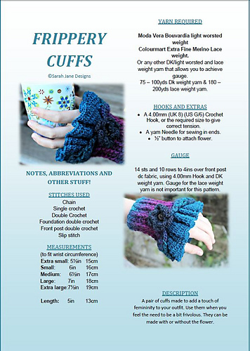 Ravelry: Frippery Cuffs pattern by Sarah jane Jackson