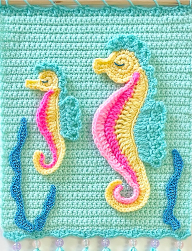 Ravelry: Seahorse Fantasy Appliques Wall Hanging pattern by Linda Maria