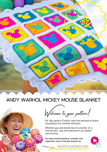 Ravelry: Andy Warhol Mickey Mouse Blanket pattern by Christa Lynn