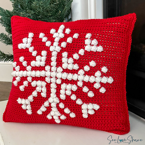 Ravelry: Snowflake Bobble Stitch Pillow pattern by See Love Share