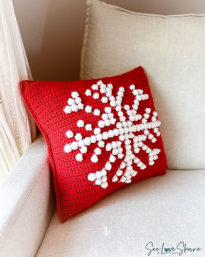 Ravelry: Snowflake Bobble Stitch Pillow pattern by See Love Share