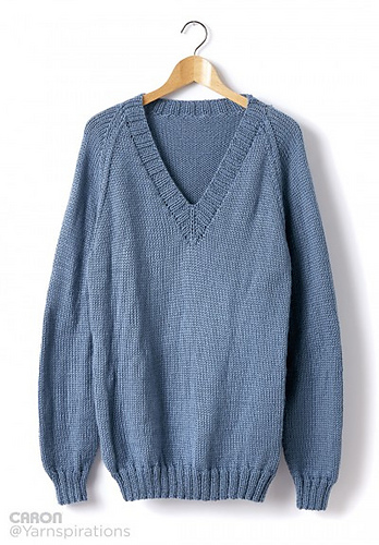 Ravelry: Adult Knit V-Neck Pullover pattern by Yarnspirations Design Studio