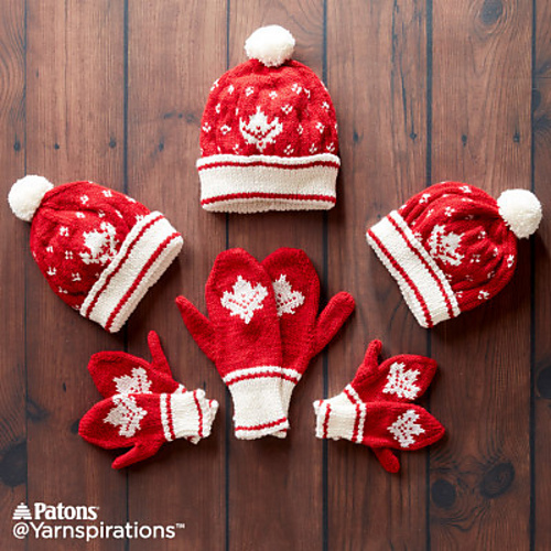 Ravelry: Canada Knit Toque & Mittens pattern by Patons