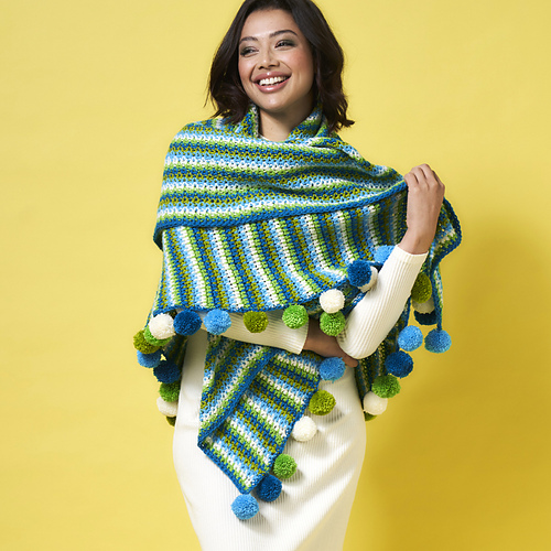 Ravelry: Pom Pom Jumbo Wrap pattern by Rosalie Reeves