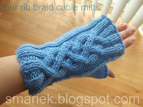 Ravelry: Four Rib Braid Cable Mitts pattern by SmarieK