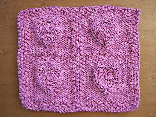 Ravelry: 4 Embossed Hearts Cloth pattern by SmarieK