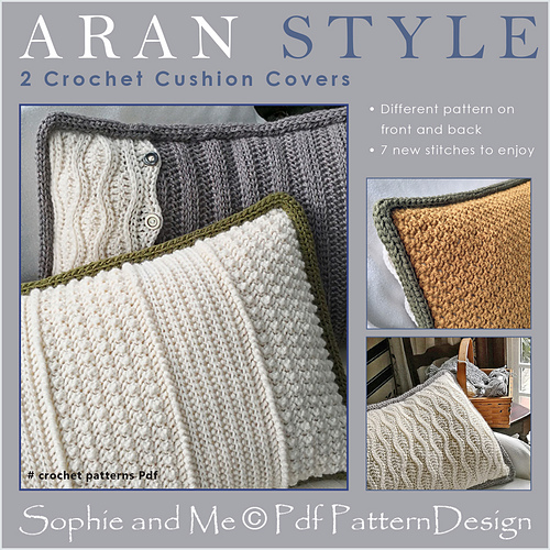 Ravelry: E-BOOK ARAN STYLE 2 CROCHET CUSHIONS - patterns