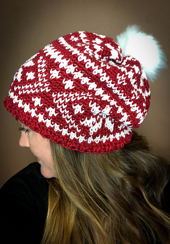 Ravelry: Fair Isle Snowflakes & Hearts Slouchy Beanie pattern by Tasha ...