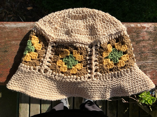 Ravelry: Granny Squares & Stripes Bucket Hat pattern by May Shehab