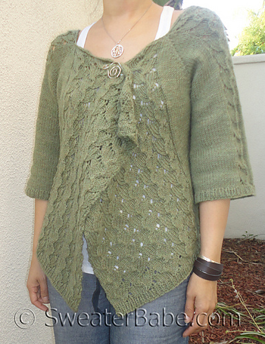 Ravelry: #102 Drape-Front Top-Down Lacy Cardigan pattern by SweaterBabe