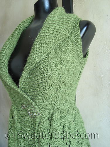 Ravelry: #111 Long Lace Shawl-Collared Vest pattern by SweaterBabe