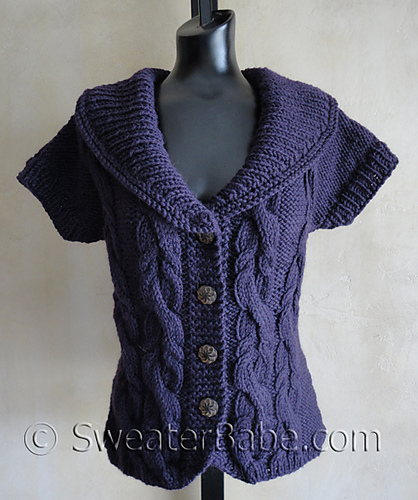 Ravelry: #118 Fitted Cabled Shawl-Collared Vest pattern by SweaterBabe