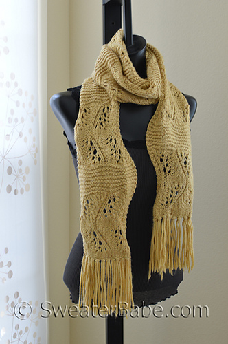 Ravelry: #68 Sinuously Curved Lace Scarf pattern by SweaterBabe
