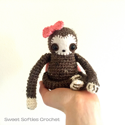 Ravelry: Baby Sloth Plushie with Bow pattern by Sweet Softies