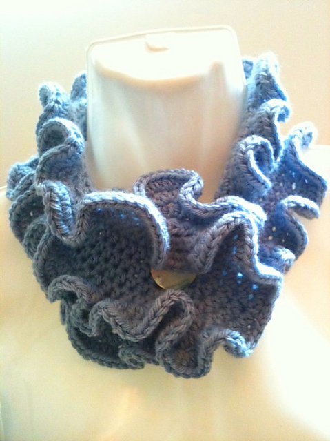 Ravelry: 0024 - Crochet Ruffled Buttoned Scarflette pattern by Colbell ...