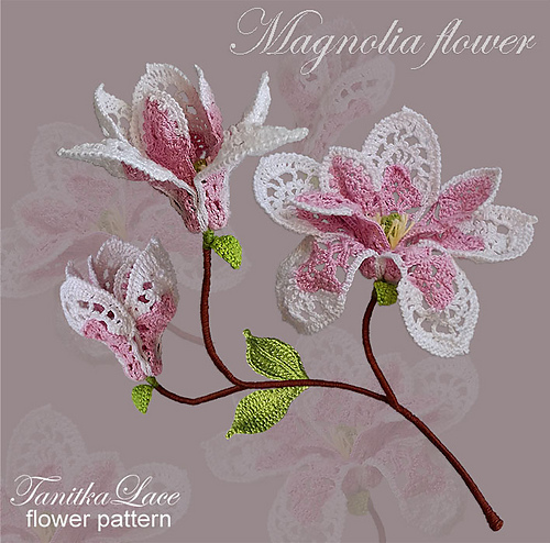 Ravelry: Tashatan740's Magnolia flower Crochet pattern with photo tutorial