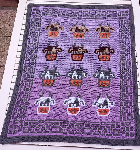 Ravelry: Nosey Cows Mosaic Blanket pattern by Pippa Everett