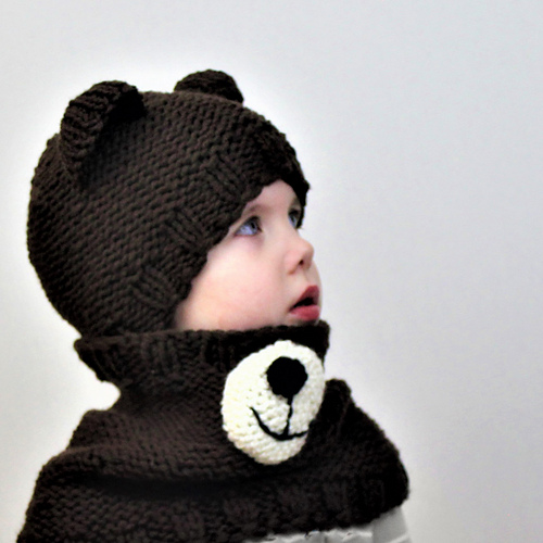 Ravelry: Bertie BEAR Set ( hat+cowl) pattern by April Miller