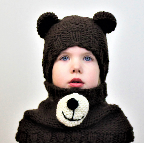 Ravelry: Bertie BEAR Set ( hat+cowl) pattern by April Miller