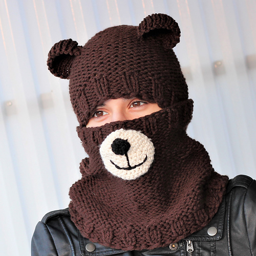 Ravelry: Bertie BEAR Set ( hat+cowl) pattern by April Miller