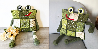Ravelry: Scrappy Frog Cushion pattern by Trish Hoskin
