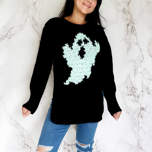 Ravelry: Spooky Ghost Sweater pattern by Shaz