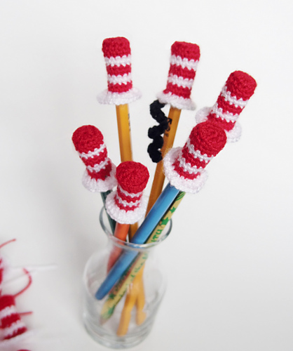 Ravelry: Cat in the hat pencil toppers pattern by The Yarnstache