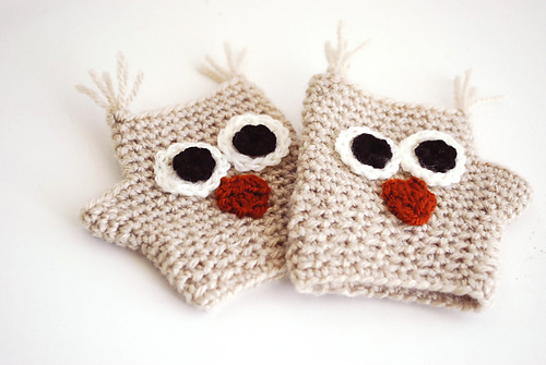 Ravelry: Hayden the Owl Fingerless Mittens pattern by The New Crochet