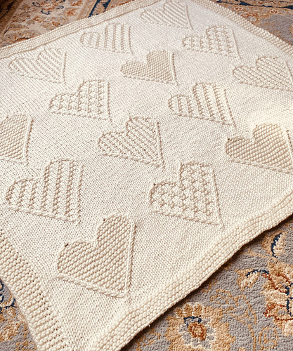 Ravelry: Textured heart blanket pattern by Knit Sew Make