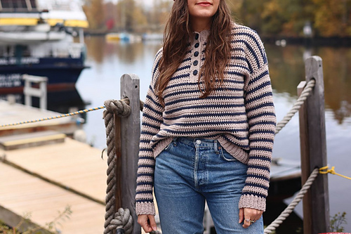 Ravelry: Marinière Striped Henley pattern by Alexandra Tavel