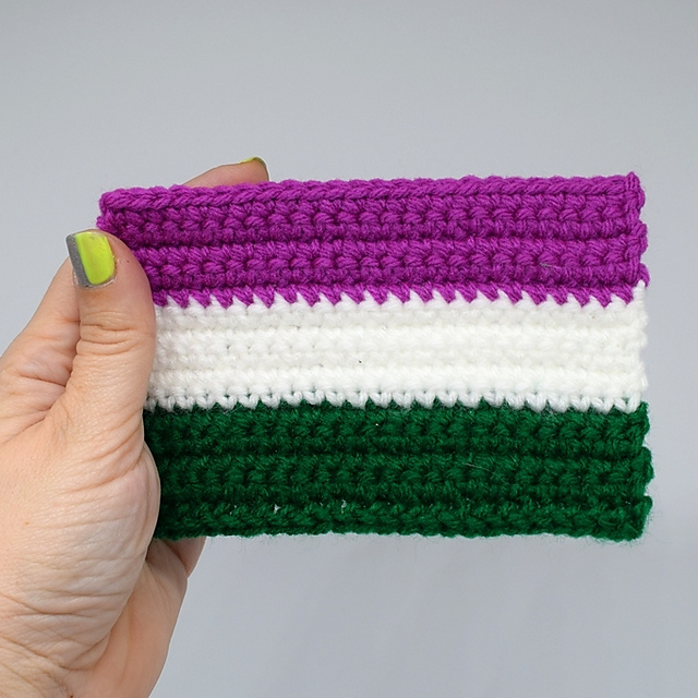 Ravelry: Mini Genderqueer Pride Flag pattern by Carly Arnold