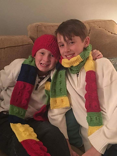 Ravelry: WarsawNan's Lego Scarves for Liz's boys