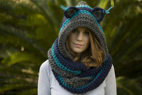 Ravelry: Hooded Scarf with Cat Ears, Cat Scoodie pattern by Melissa Grice