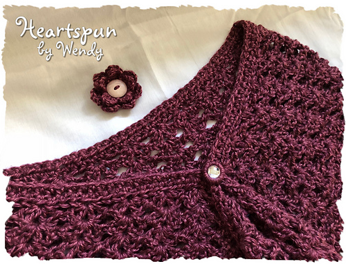 Ravelry: Triangle Shell Shawl with Flower Clip pattern by Wendy Connor