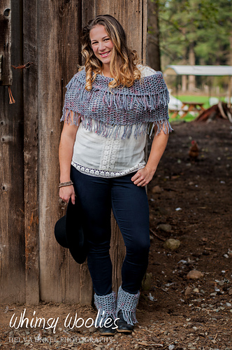 Ravelry: Boho Fringed Infinity Shawl & Boot Cuffs pattern by Whimsy Woolies