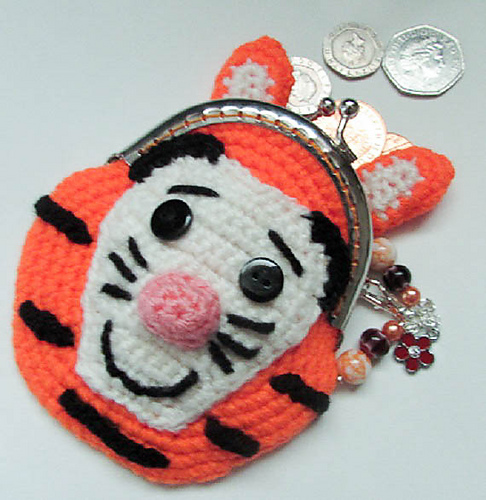 Ravelry: Tigger Tiger Animal Coin Purse pattern by Wistfully Woolen